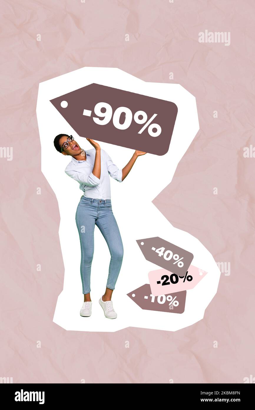 Collage photo of student young lady wear smart casual clothes excited ...