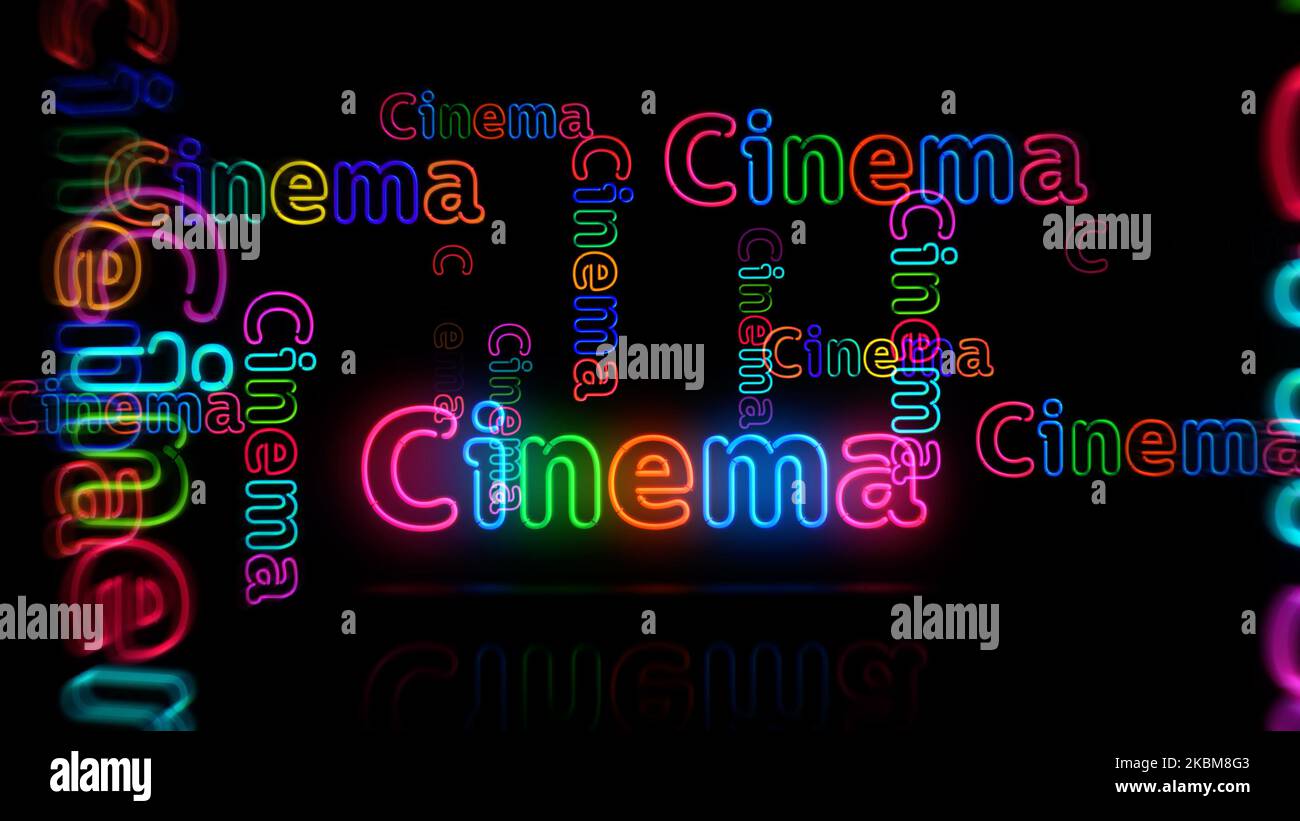 Cinema neon symbol. Retro style film and entertainment light color ...