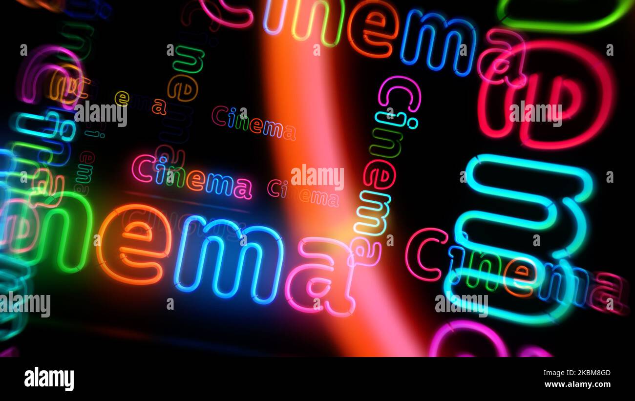 Cinema neon symbol. Retro style film and entertainment light color ...