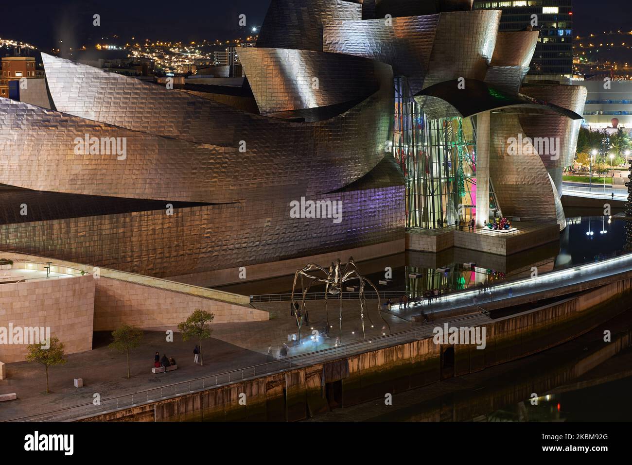 Guggenheim Museum at Night, Bilbao, Biscay, Basque Country, Spain ...