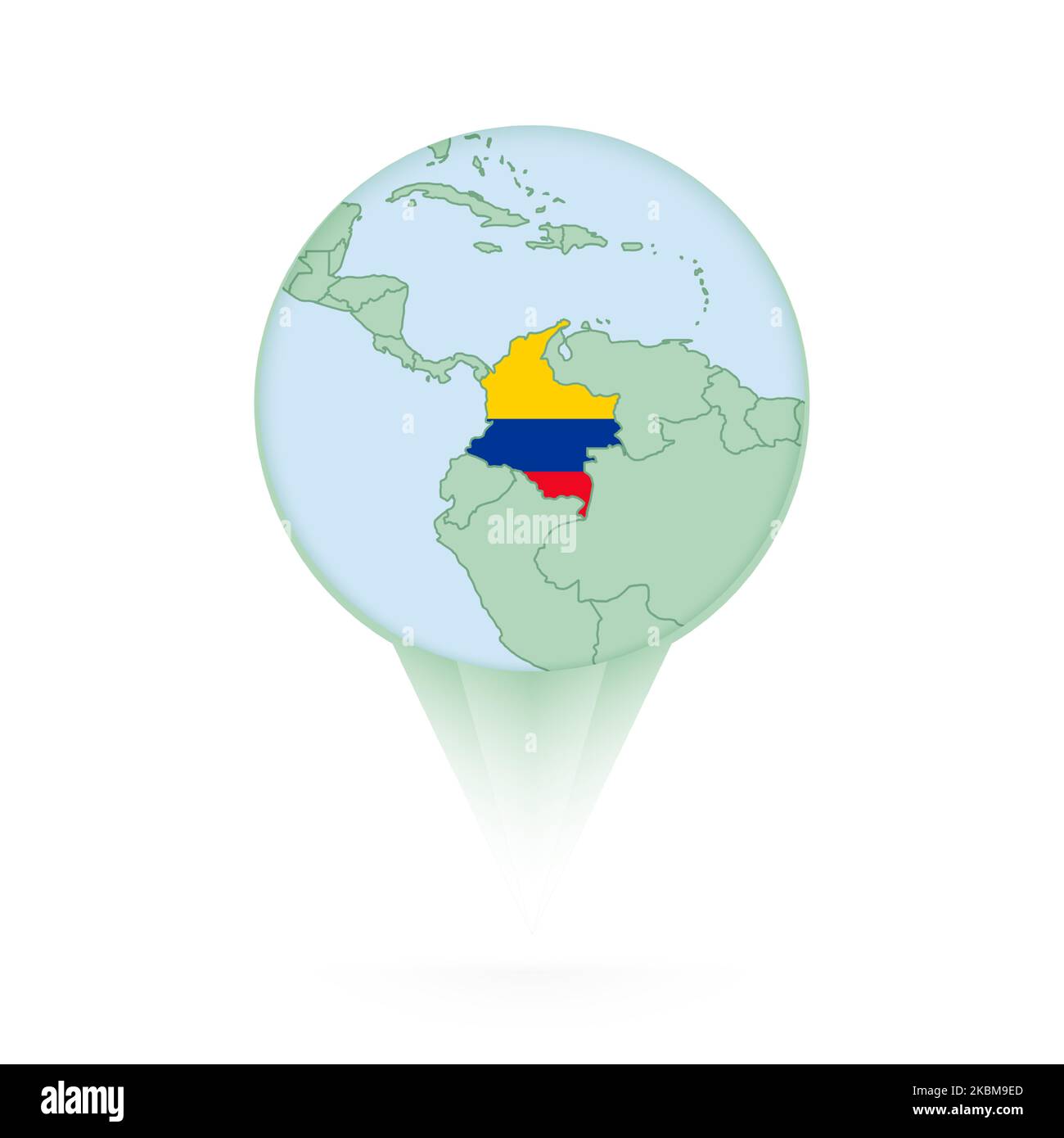 Colombia map, stylish location icon with Colombia map and flag. Green ...