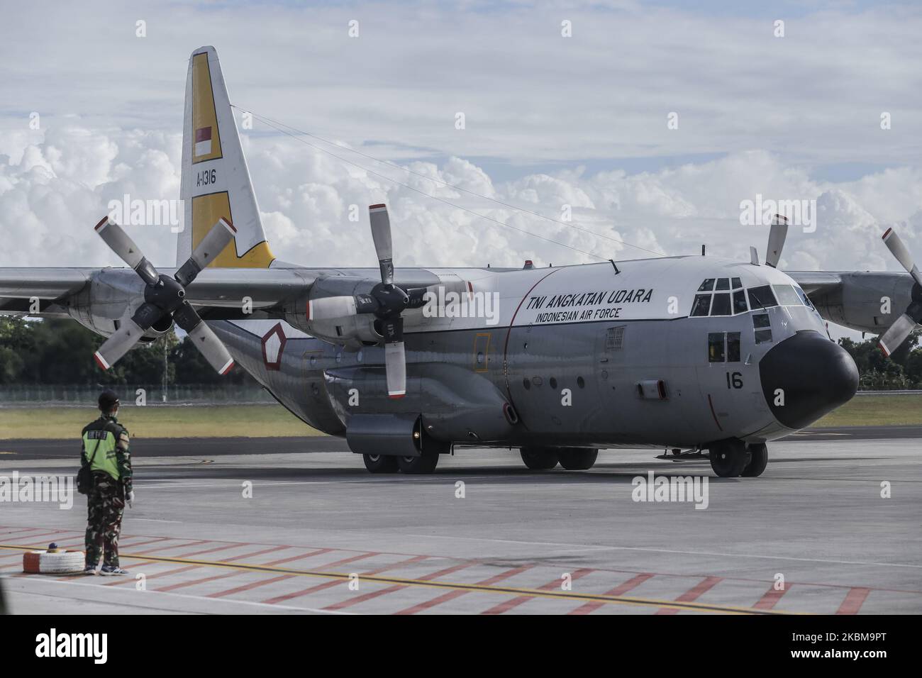 Military cargo aircraft carrying boxes of personal protective equipment ...
