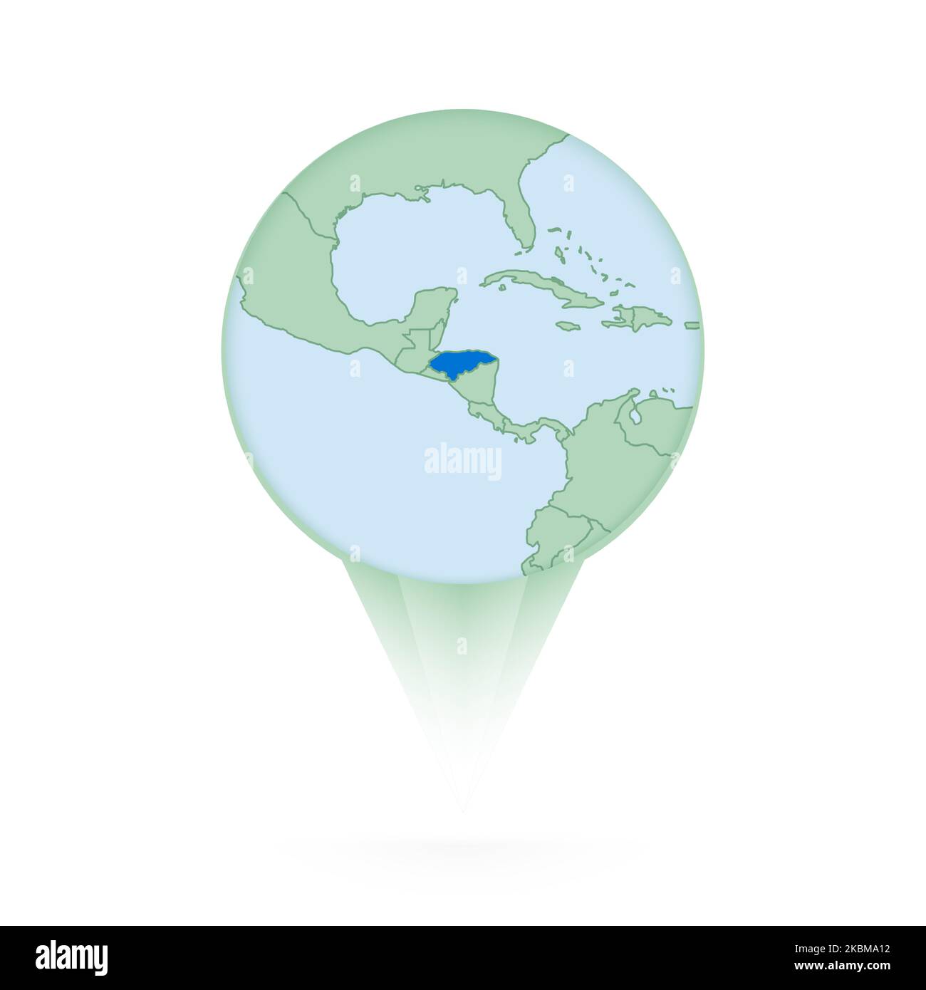 Honduras map, stylish location icon with Honduras map and flag. Green ...
