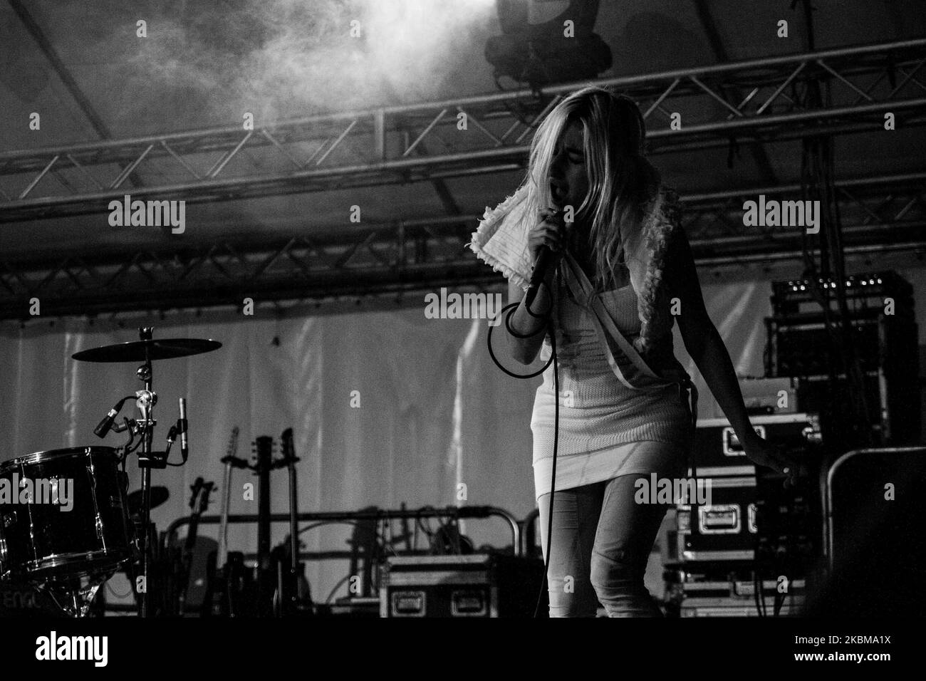 (EDITOR'S NOTE: Image was converted to black and white) American singer ...