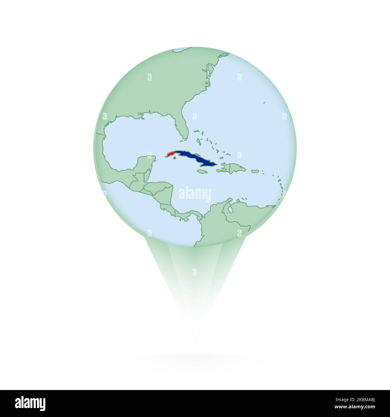 Cuba map, stylish location icon with Cuba map and flag. Green pin icon ...