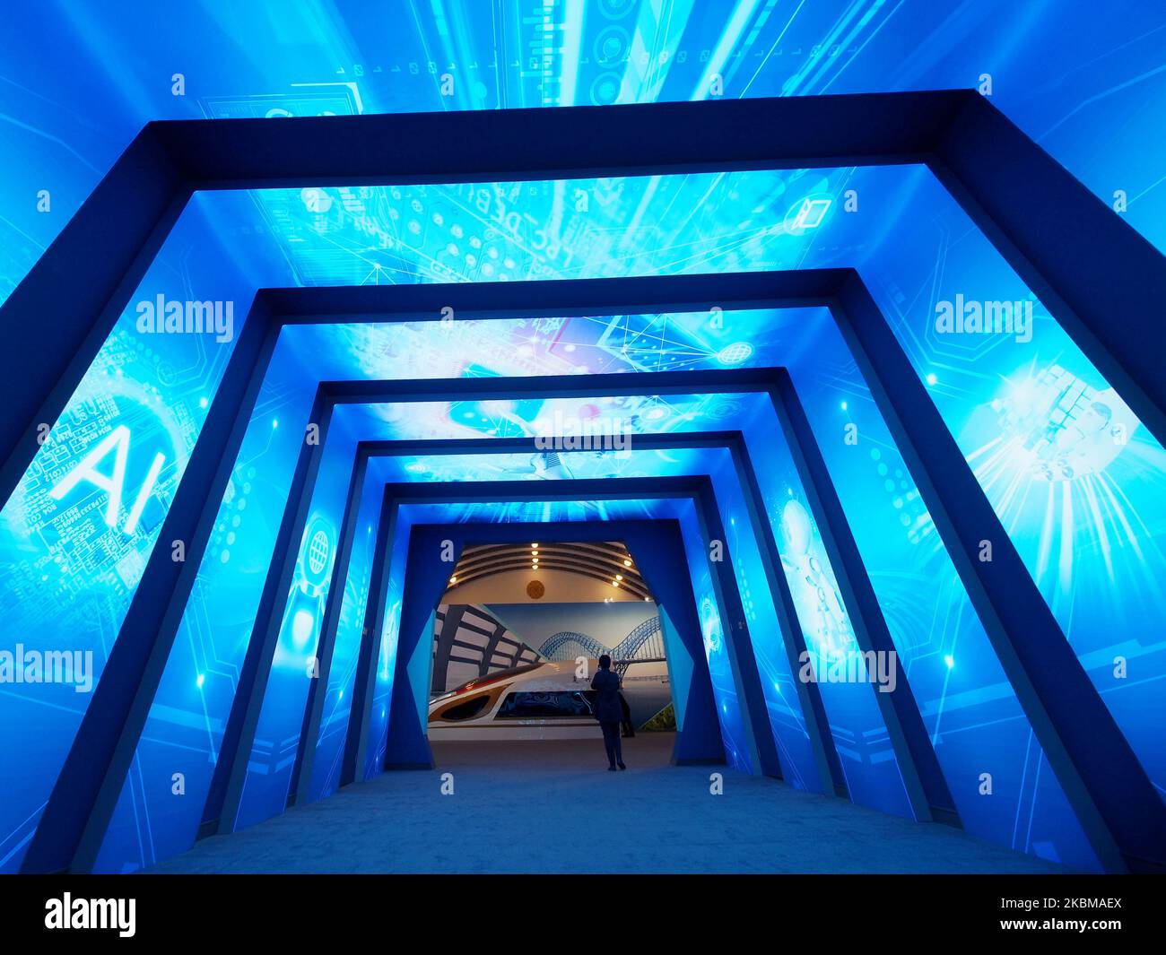 BEIJING, CHINA - NOVEMBER 4, 2022 - Visitors view a model of the Fuxing ...