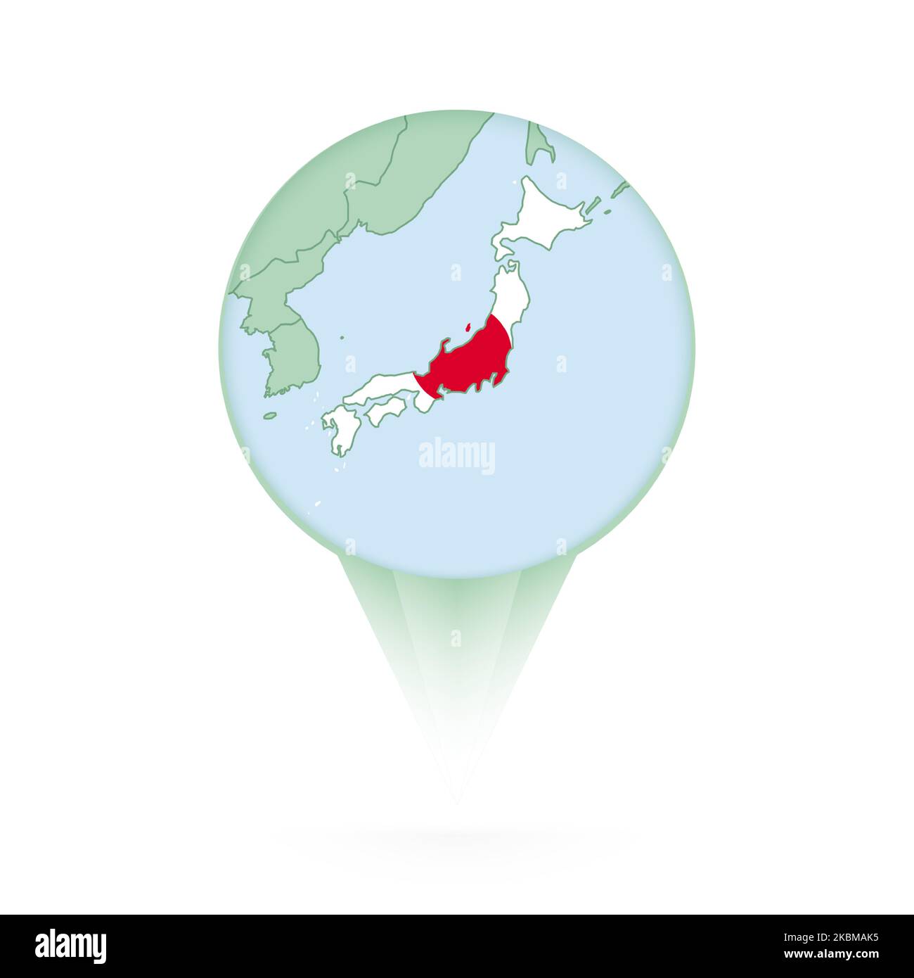 Japan map, stylish location icon with Japan map and flag. Green pin ...