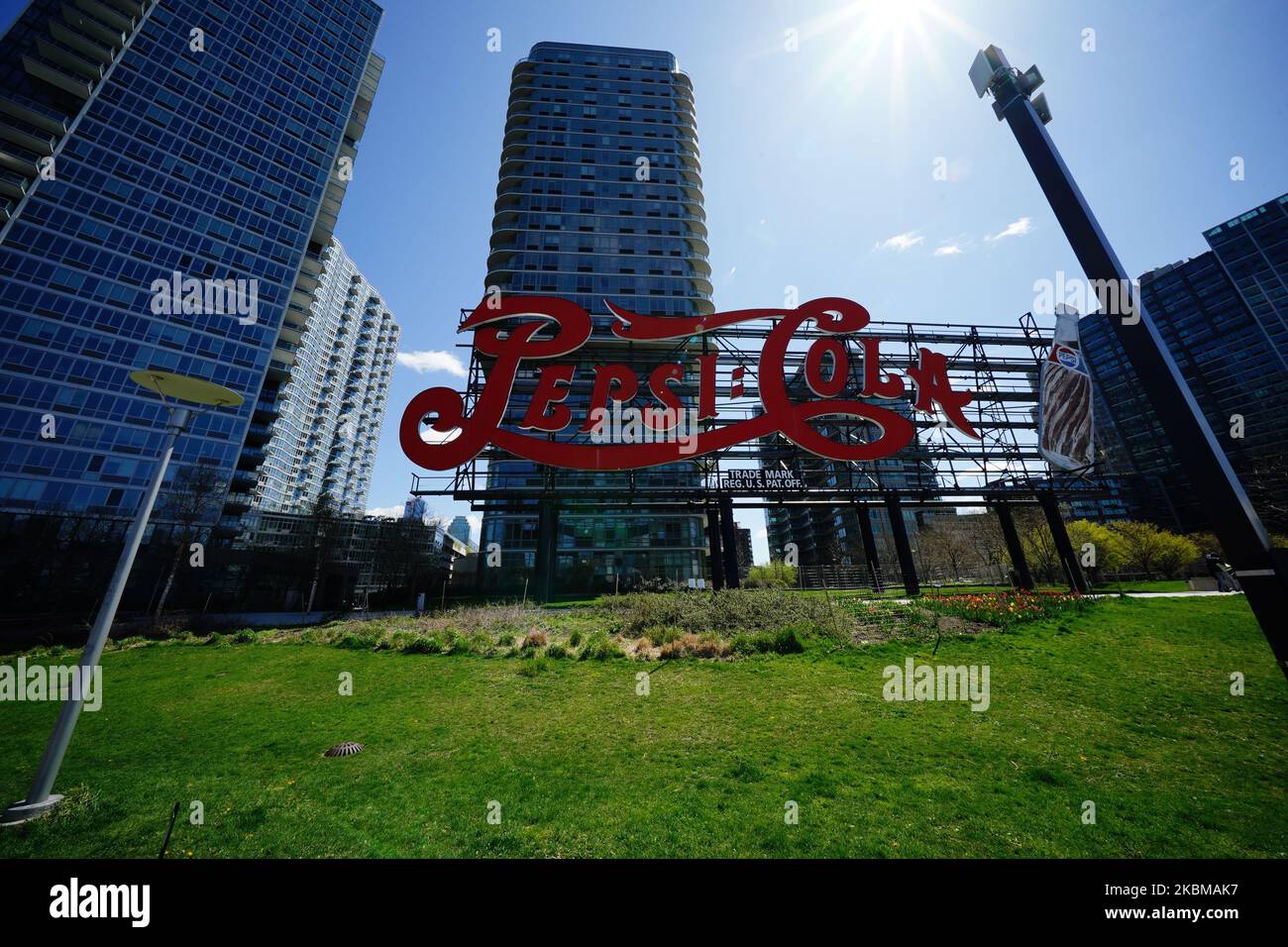 The view of Pepsi cola sign at Gantry Plaza State Park, Long Island ...
