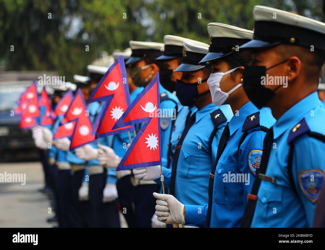 Nepal traffic police stand for national anthem on the first day of ...