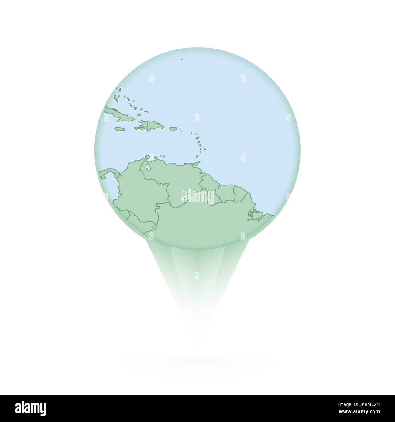 Grenada map, stylish location icon with Grenada map and flag. Green pin ...