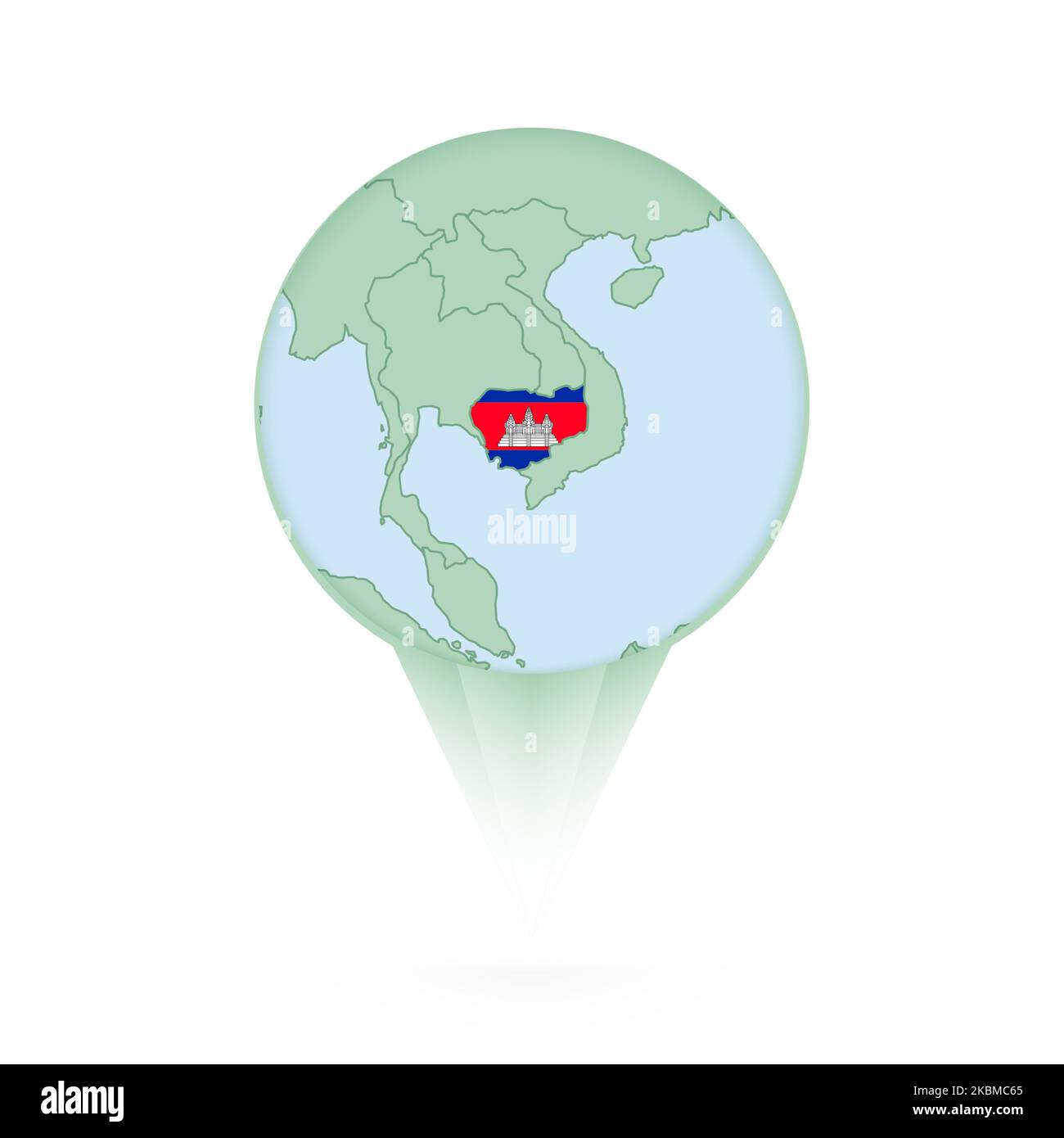 Cambodia map, stylish location icon with Cambodia map and flag. Green pin icon Stock Vector ...