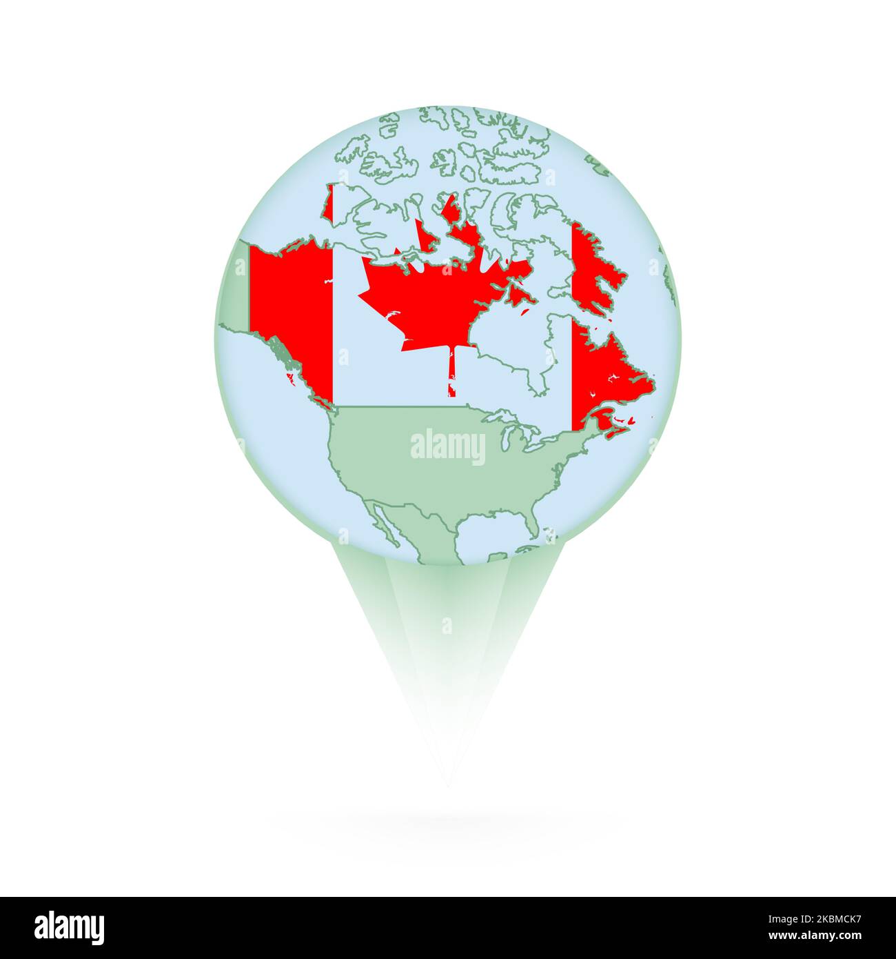 Canada map, stylish location icon with Canada map and flag. Green pin ...