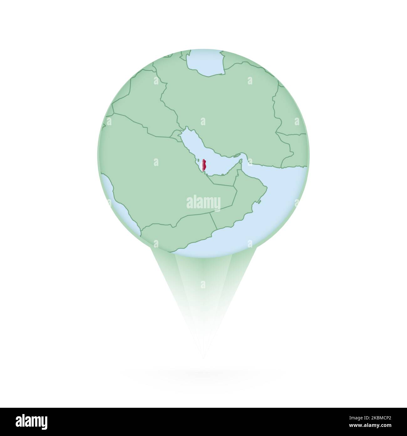 Qatar map, stylish location icon with Qatar map and flag. Green pin ...