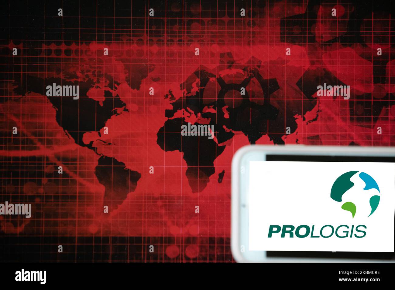 The logo of the REIT investing in logistics facilities Prologis is seen ...