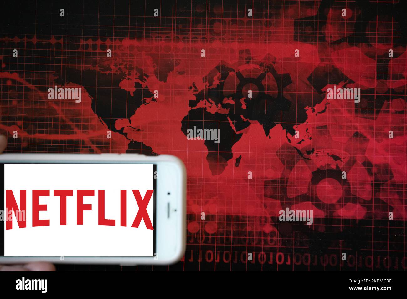 The logo of online streaming giant Netflix is seen on a screen of a ...