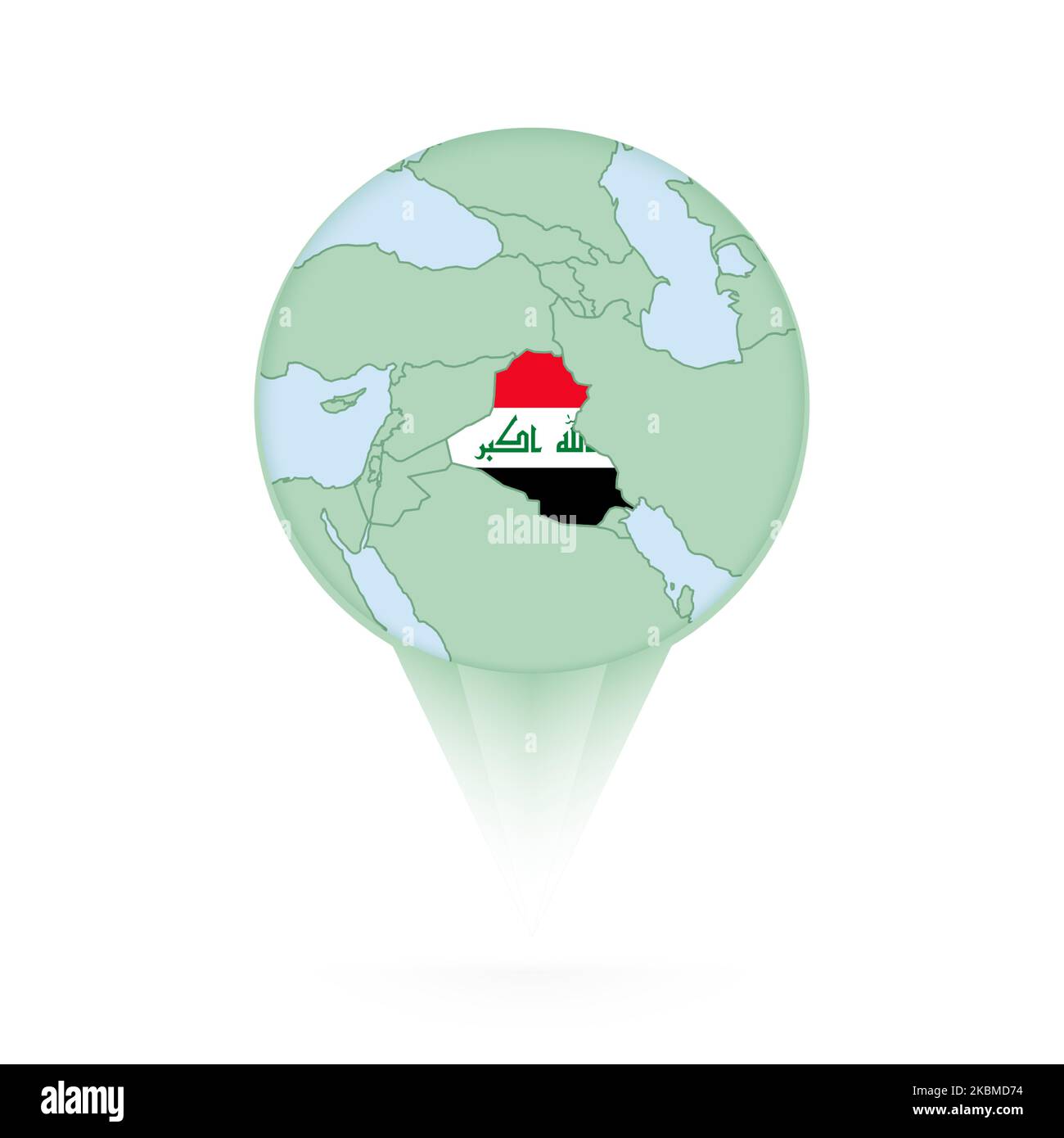 Iraq map, stylish location icon with Iraq map and flag. Green pin icon ...