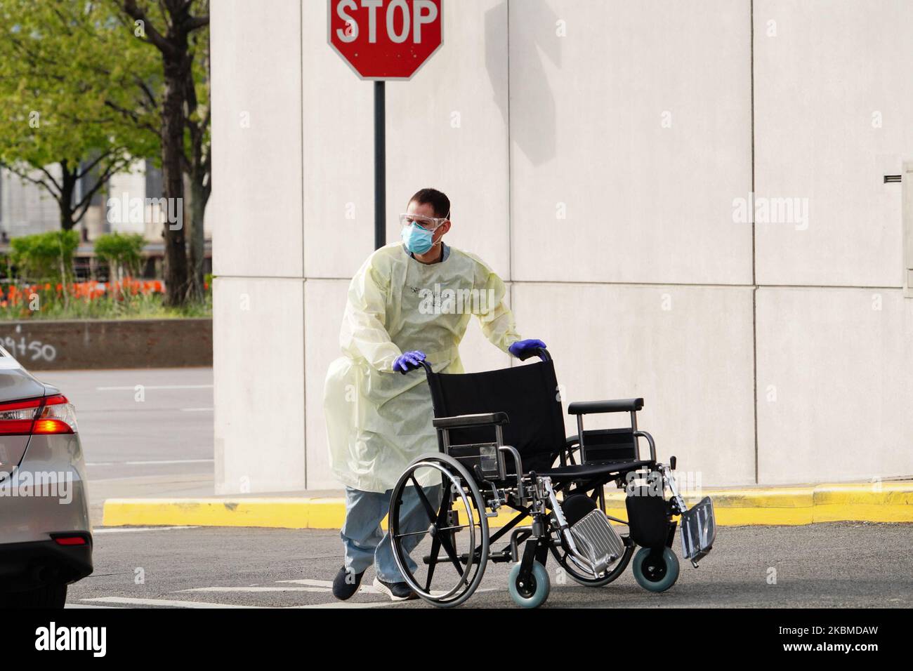 A view of a patient being discharged from Javits Center temporary feel ...