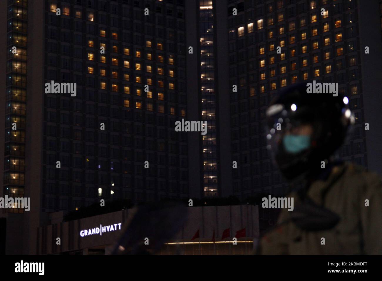 A view of the Grand Hyatt hotel's windows shaping heart symbol as a ...