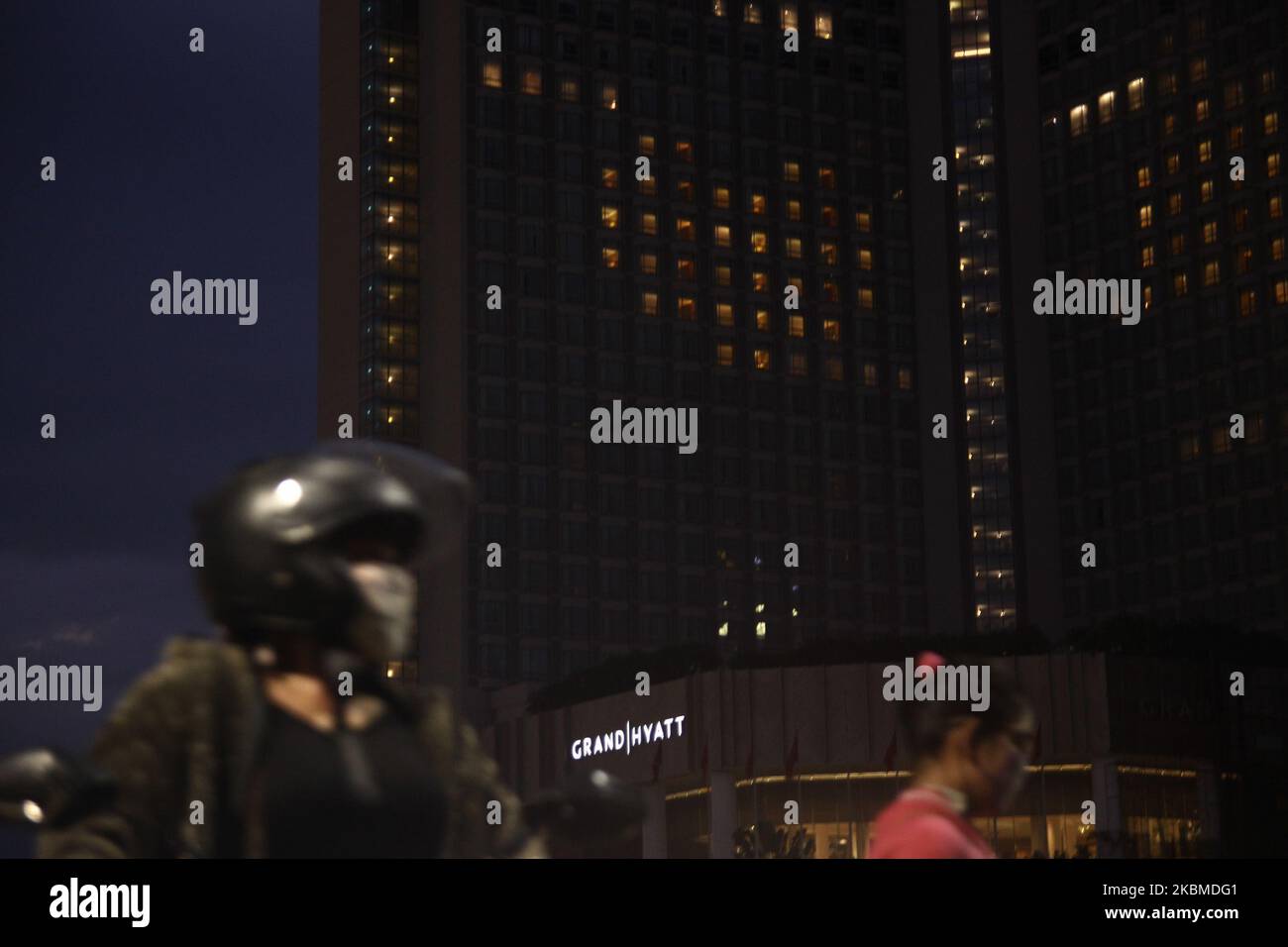 A view of the Grand Hyatt hotel's windows shaping heart symbol as a ...