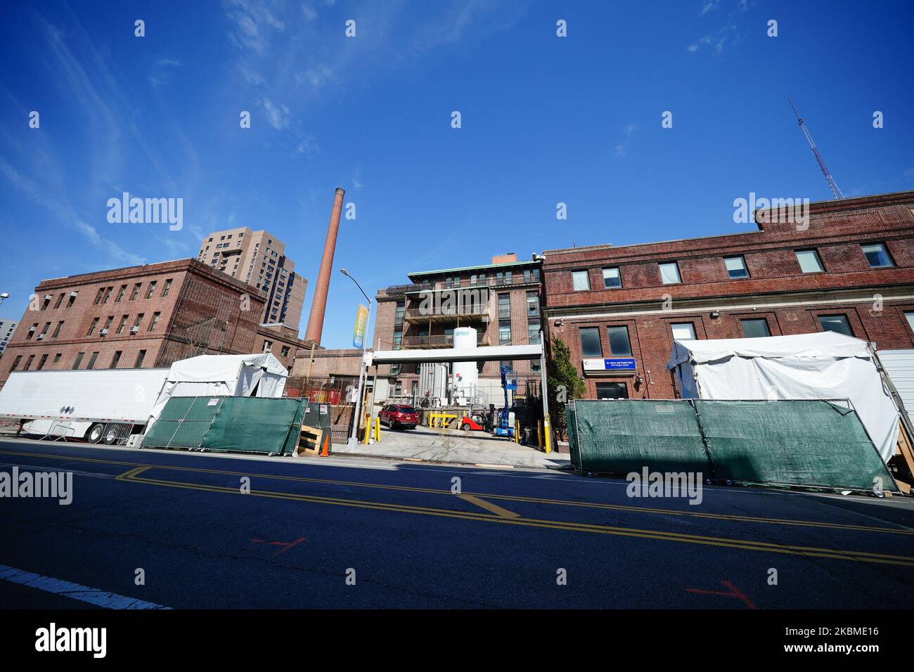 A view of temporary morgue in Brooklyn medical center in Brooklyn Usa ...
