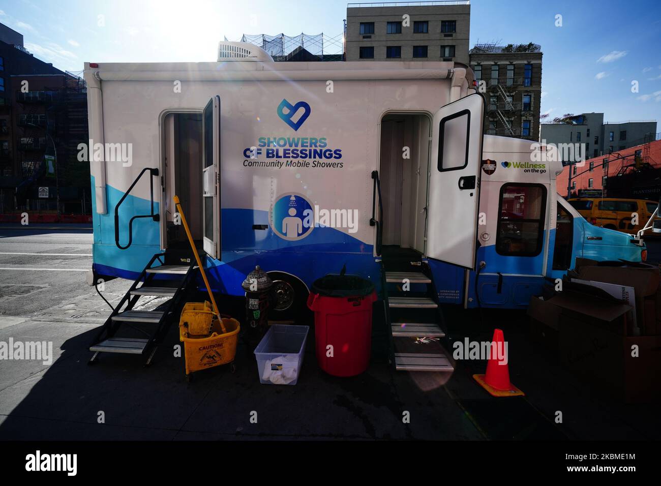 A view of the homeless shelter in Bowery St., New York City USA during ...