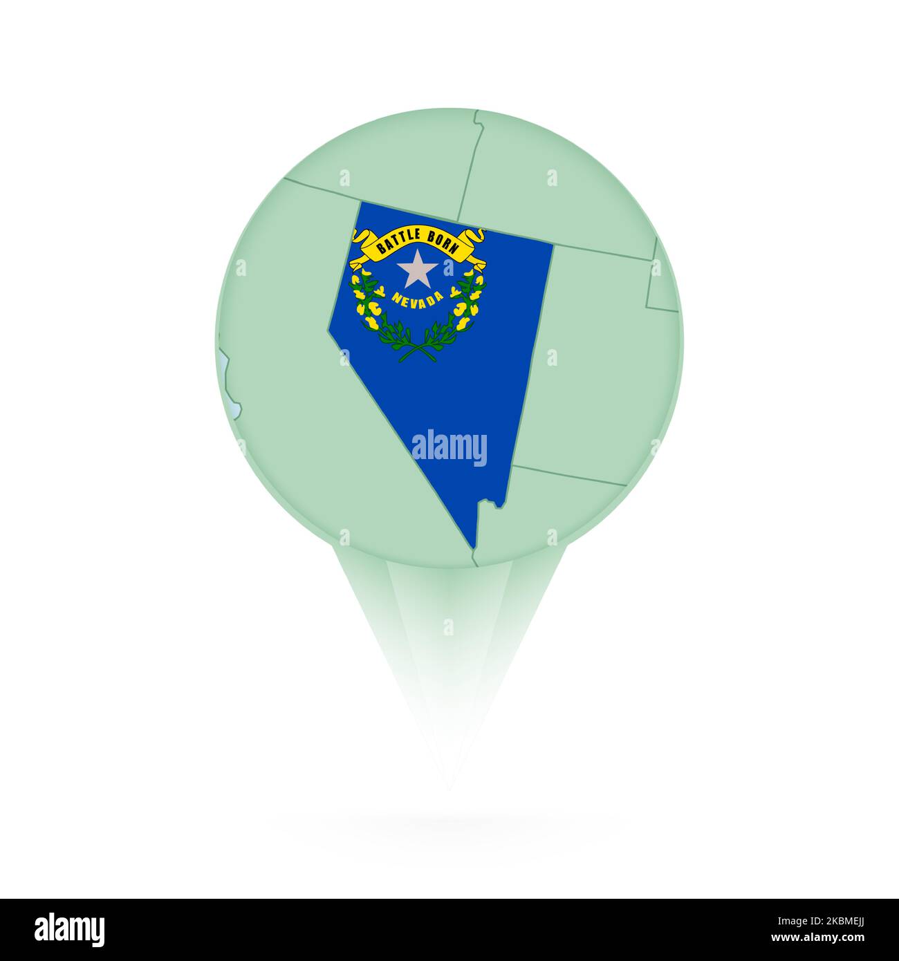Nevada map, stylish location icon with Nevada map and flag. Green pin ...
