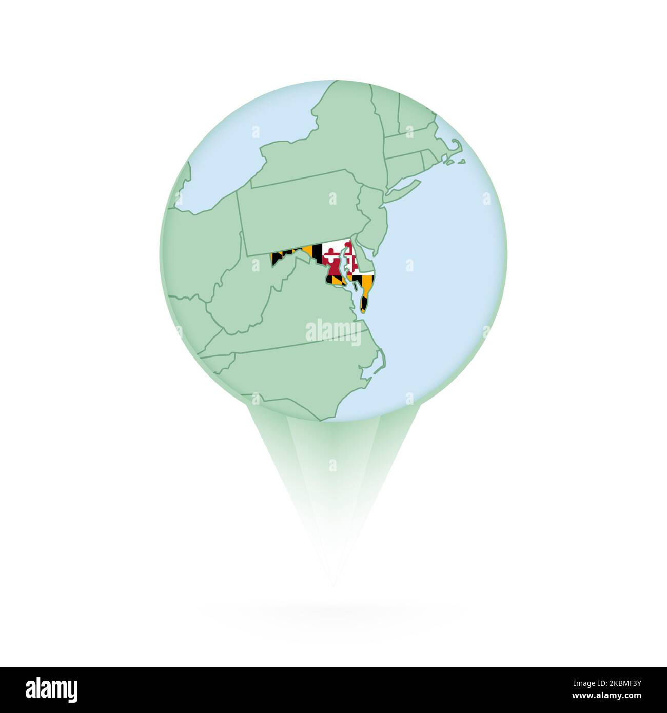 Maryland map, stylish location icon with Maryland map and flag. Green ...
