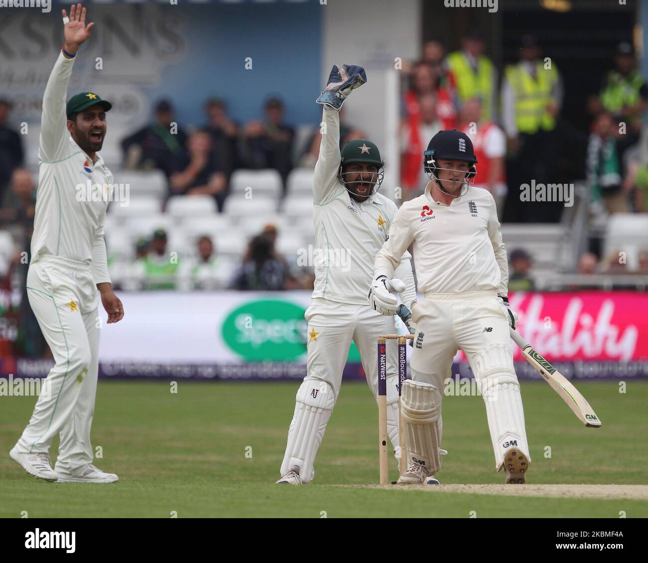 England's Dom Bess survives an LBW shout during the first day of the ...