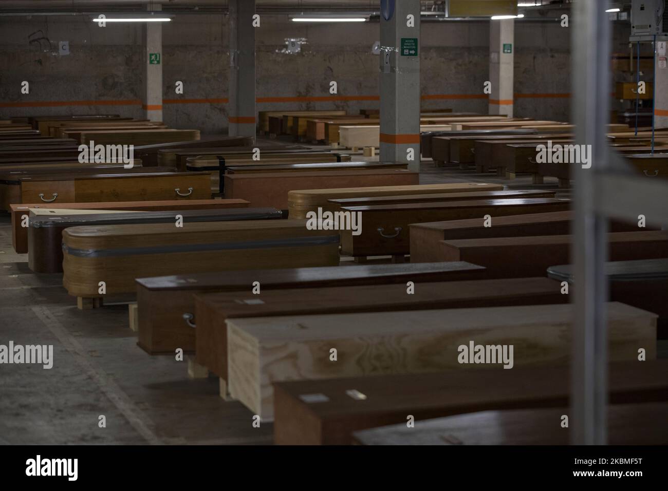 Coffins with the bodies of people who dead of coronavirus (COVID-19 ...