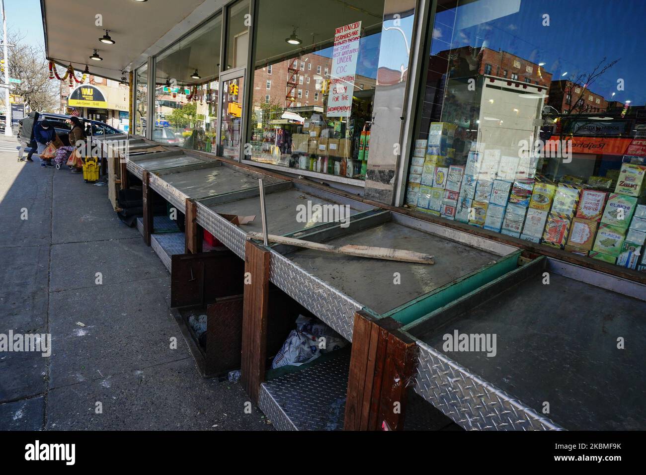 A view of empty shelves outside the grocery store in Roosevelt area in ...