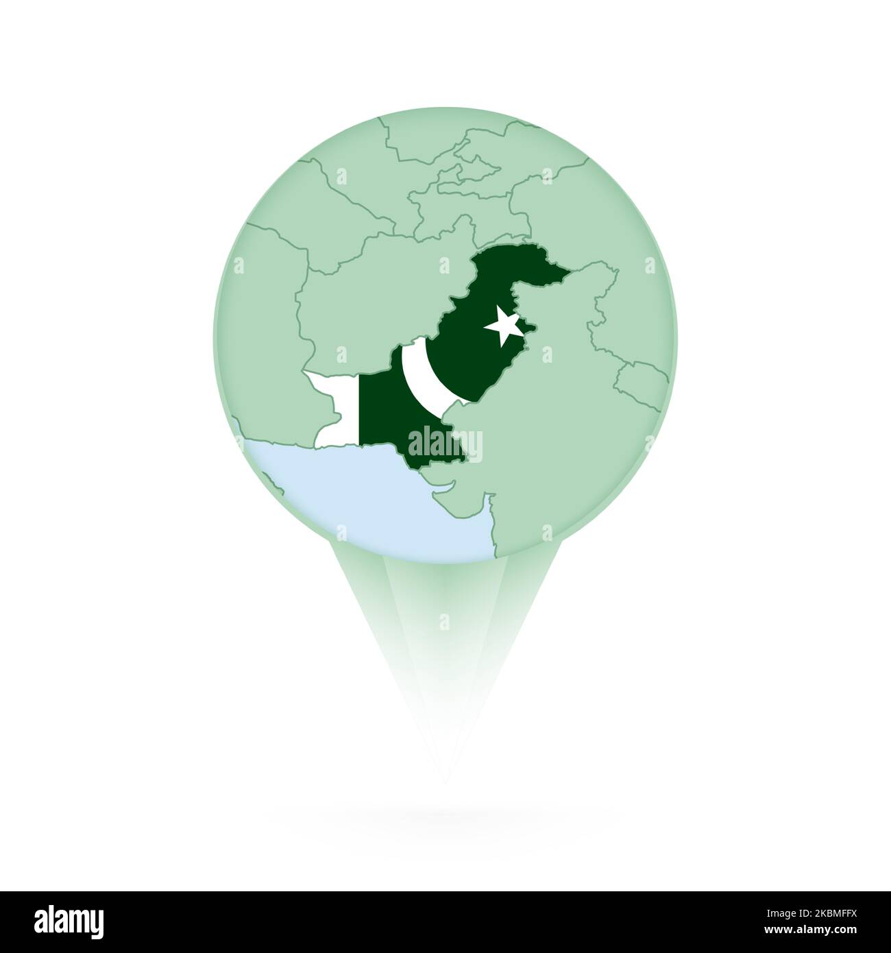 Pakistan map, stylish location icon with Pakistan map and flag. Green ...