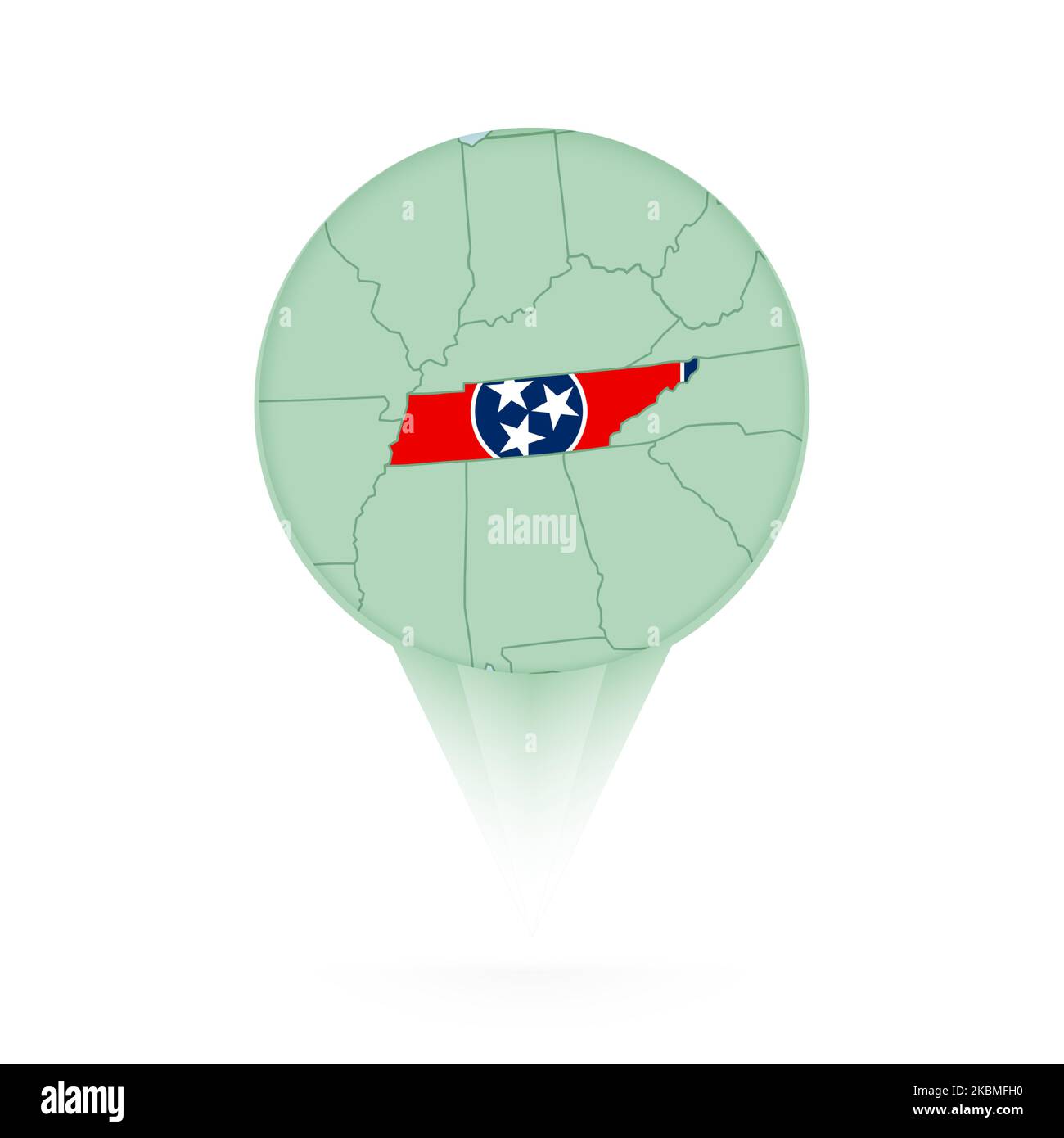 Tennessee map, stylish location icon with Tennessee map and flag. Green ...