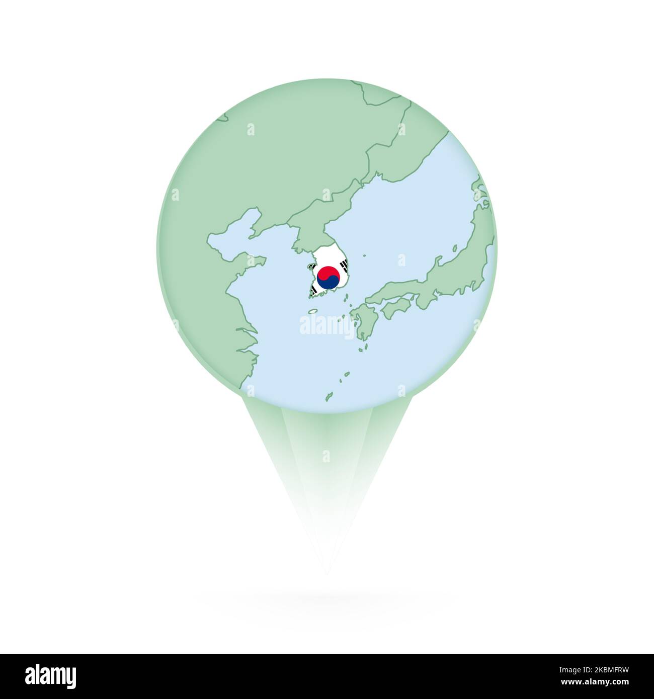 South Korea map, stylish location icon with South Korea map and flag ...