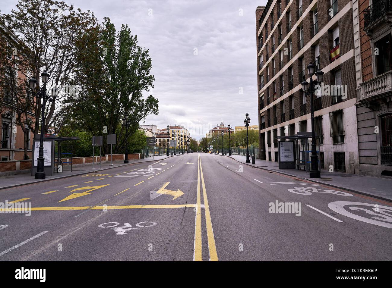 Empty streets at Royal Palace in Madrid, Spain. April 16, 2020. (Photo ...