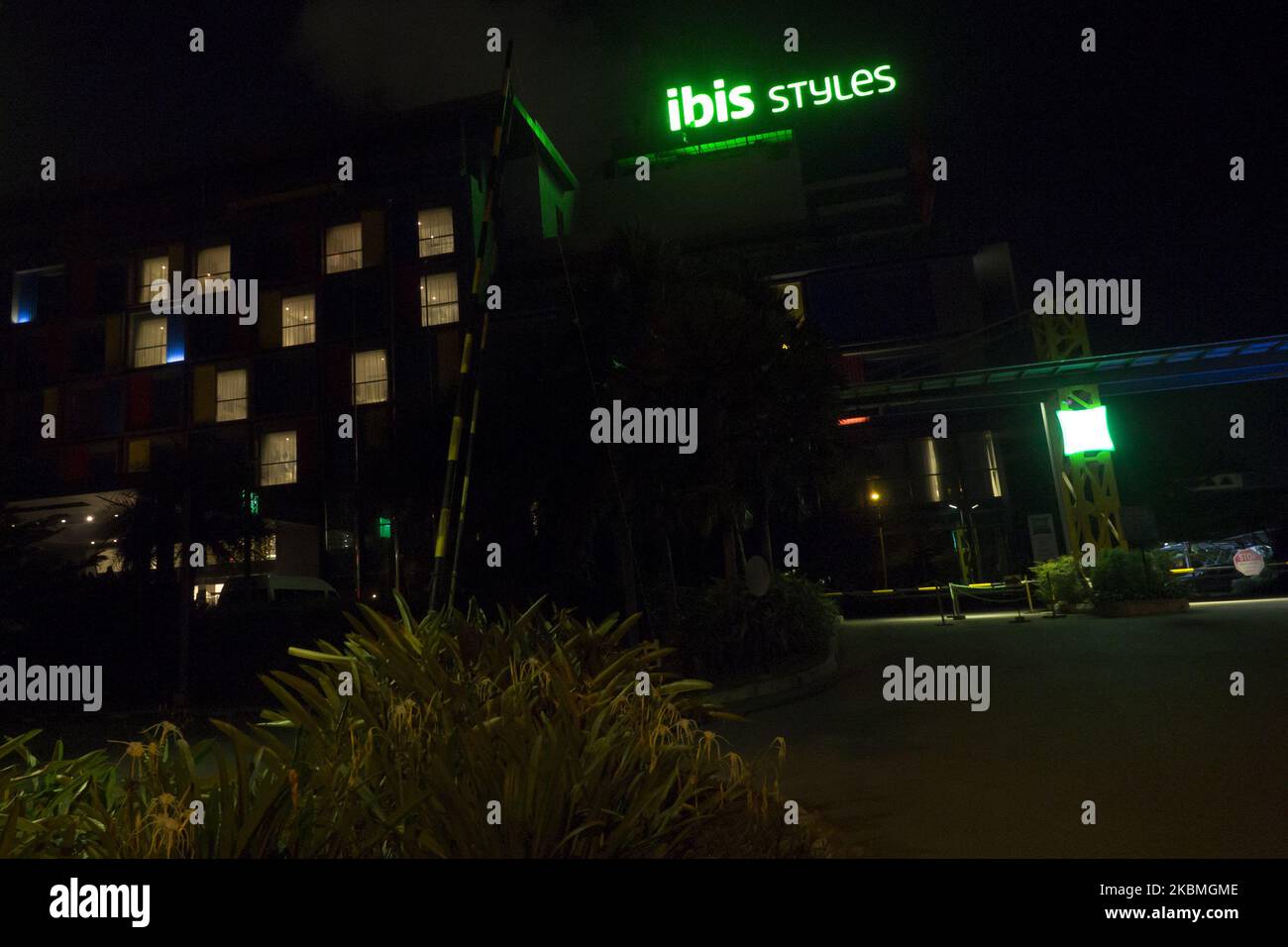 The hotel turns on the room lights and forms a sign of love during the ...