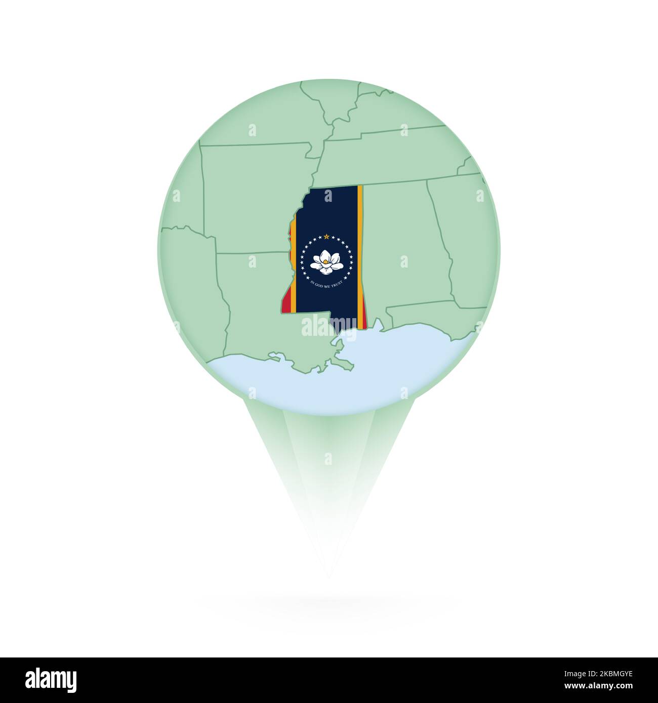 Mississippi map, stylish location icon with Mississippi map and flag ...