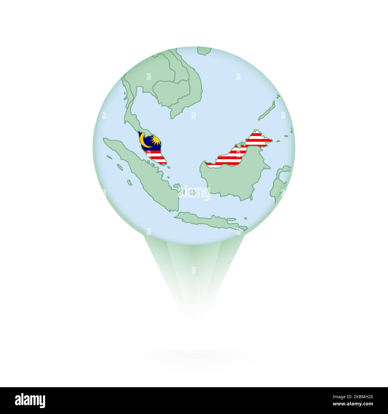 Malaysia map, stylish location icon with Malaysia map and flag. Green ...