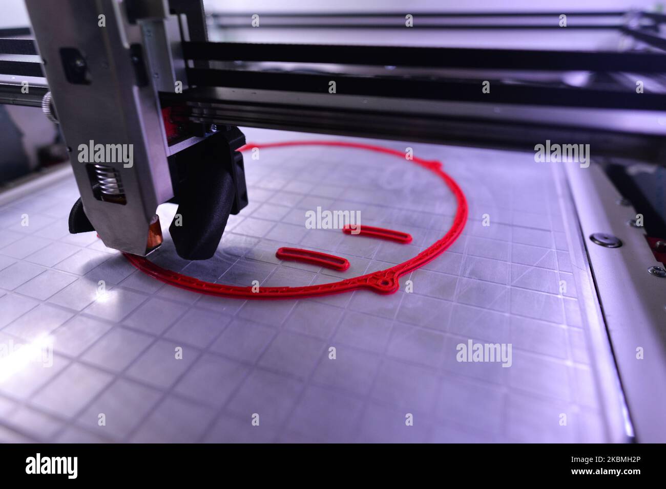 A 3D printer makes partes of the VentilAid Prototype III respirator, a ...