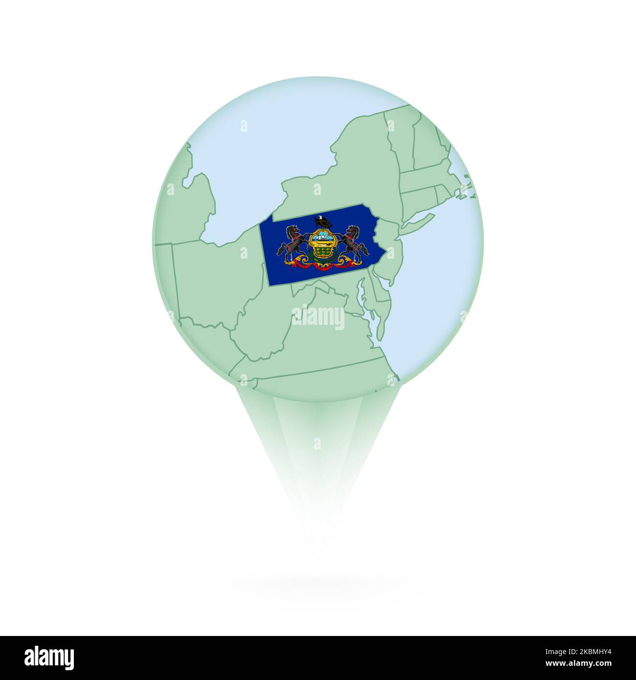 Pennsylvania map, stylish location icon with Pennsylvania map and flag ...