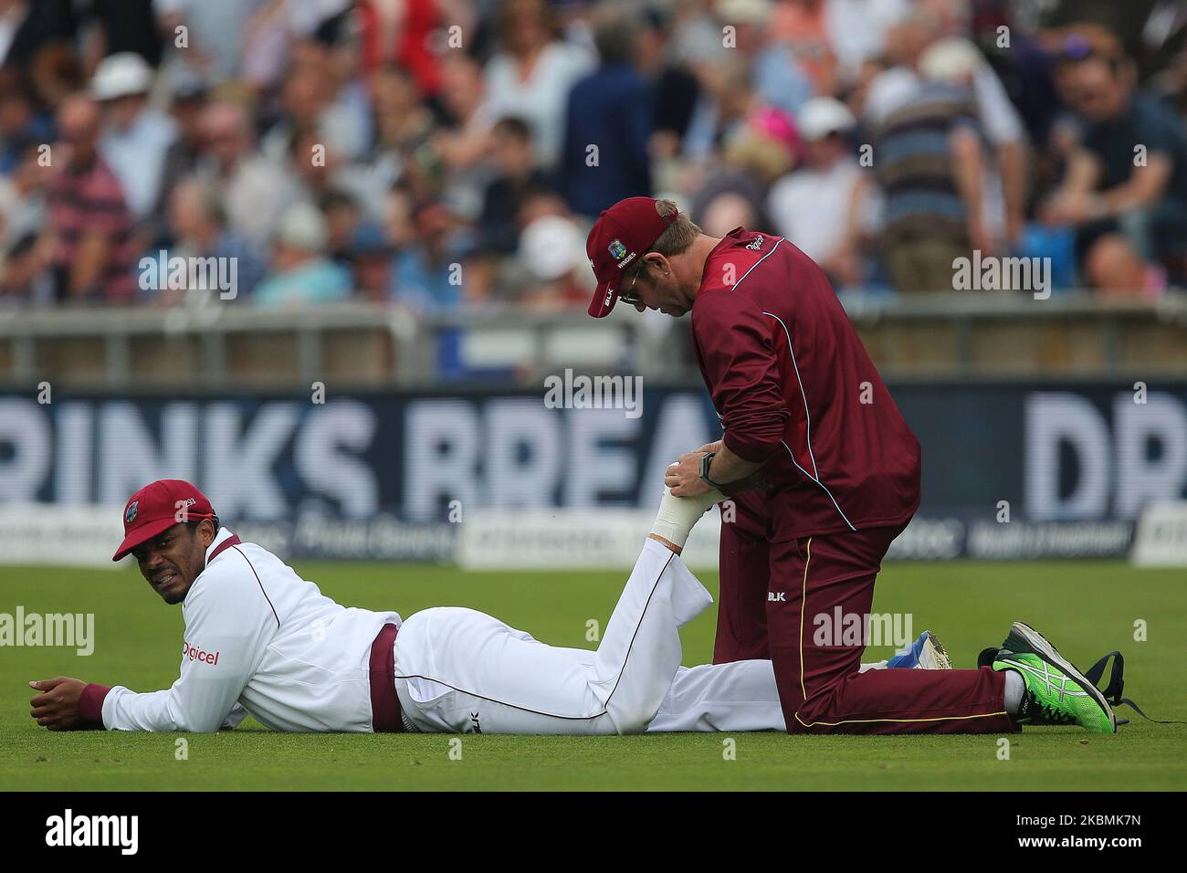 Shannon Gabriel receives treatment during the 2nd Investec Test match ...