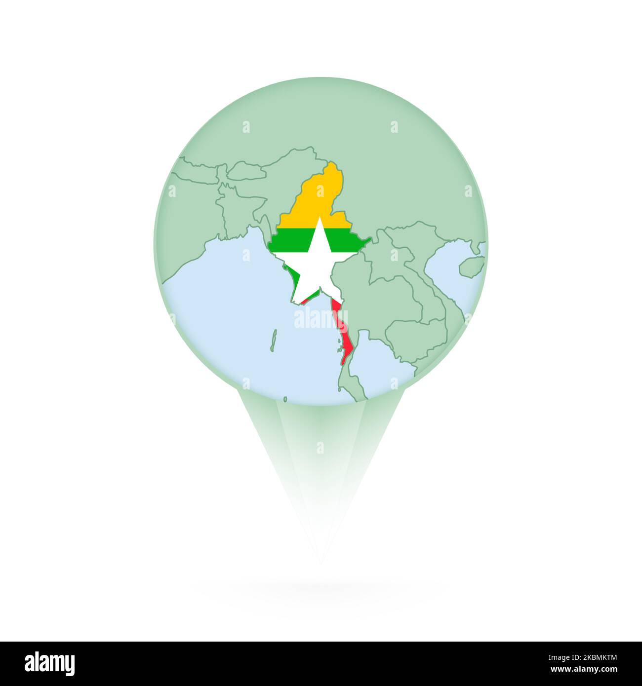 Myanmar map, stylish location icon with Myanmar map and flag. Green pin icon Stock Vector Image ...