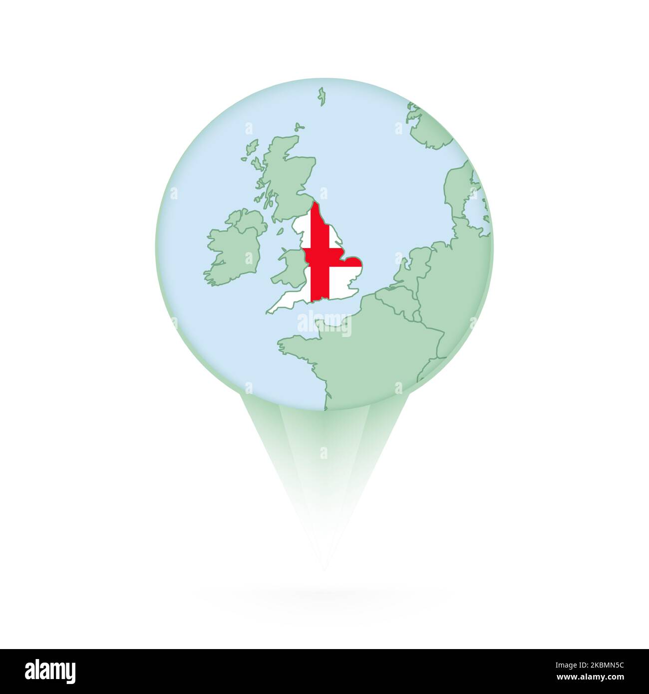 England map, stylish location icon with England map and flag. Green pin ...