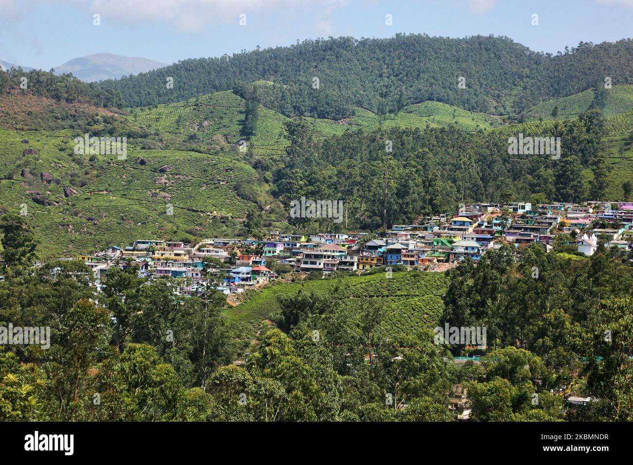 Picturesque town of Munnar in Idukki, Kerala, India on February 17 ...