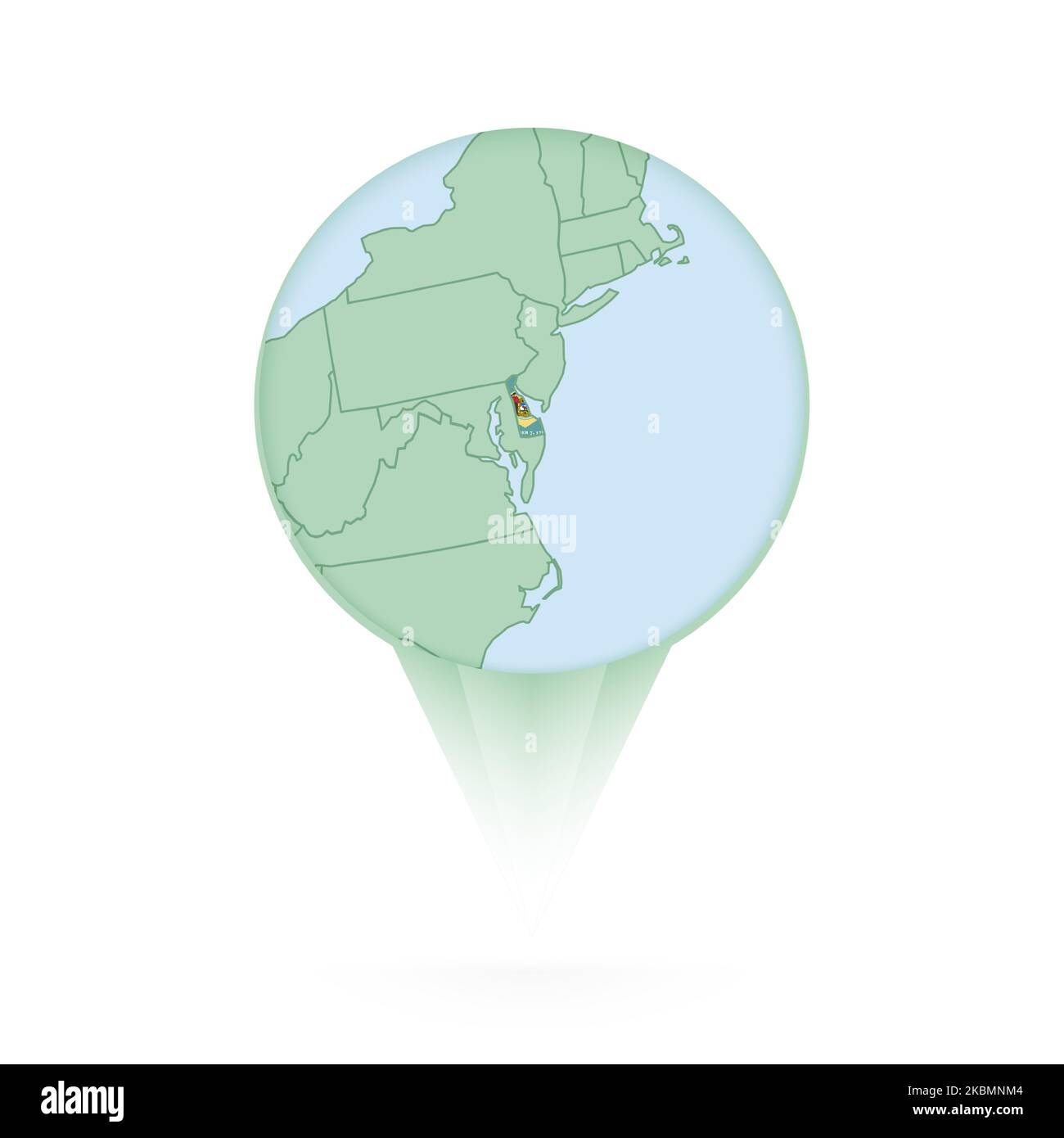 Delaware map, stylish location icon with Delaware map and flag. Green ...
