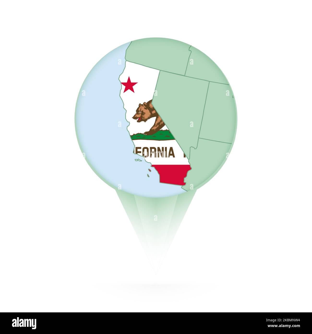 California map, stylish location icon with California map and flag ...