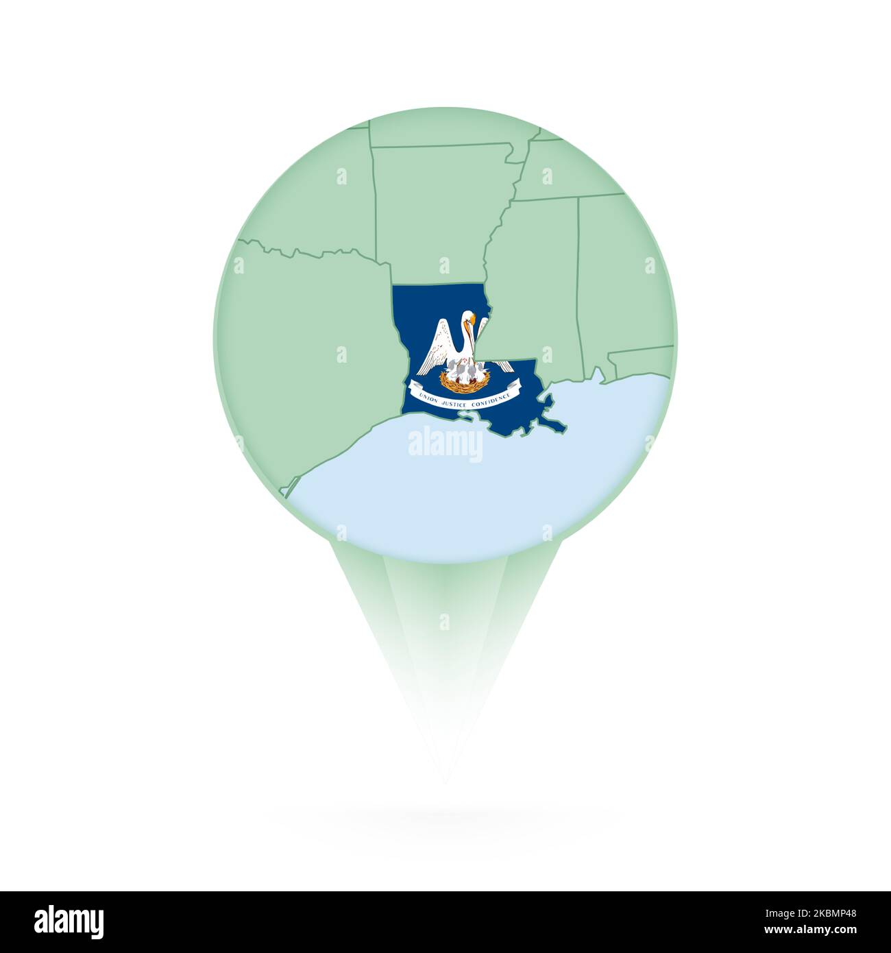 Louisiana map, stylish location icon with Louisiana map and flag. Green pin icon Stock Vector ...