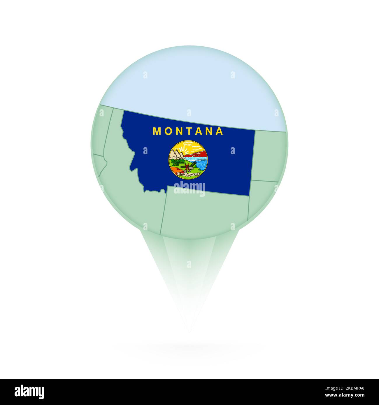 Montana map, stylish location icon with Montana map and flag. Green pin icon Stock Vector Image ...