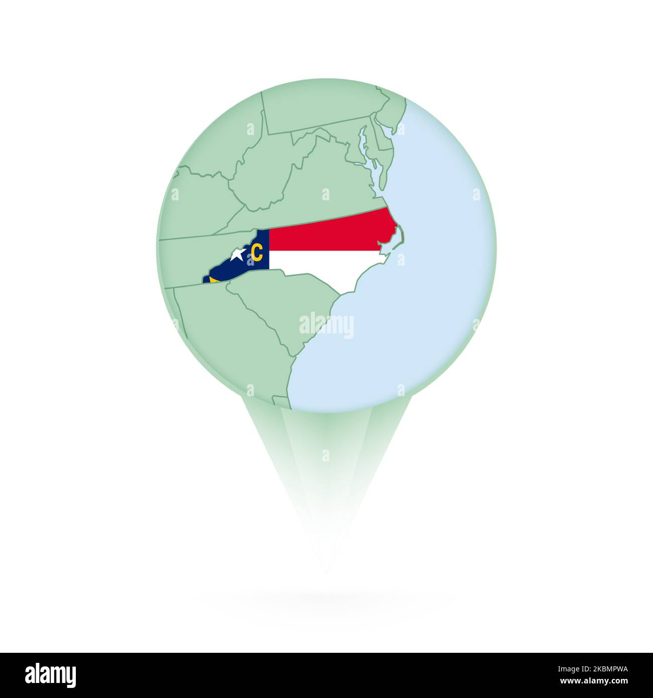 North Carolina map, stylish location icon with North Carolina map and ...