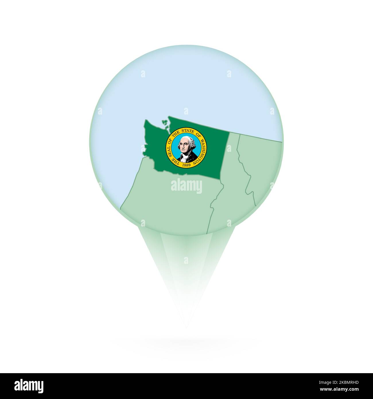 Washington map, stylish location icon with Washington map and flag ...