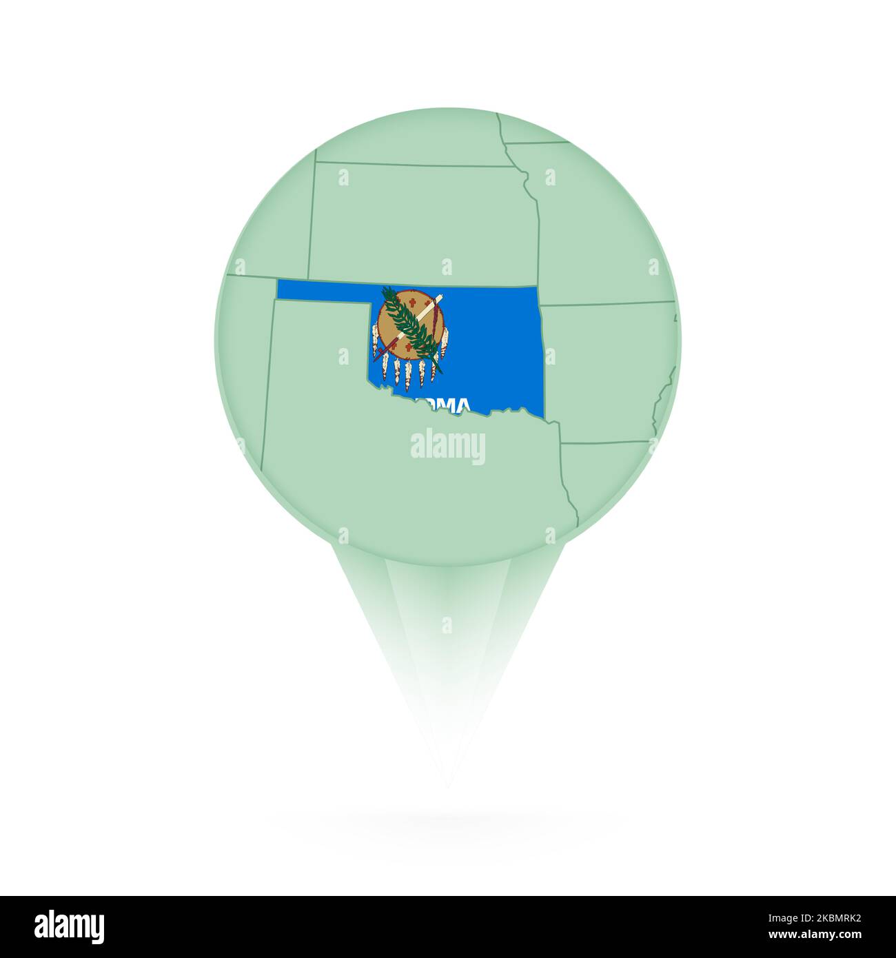 Oklahoma map, stylish location icon with Oklahoma map and flag. Green ...